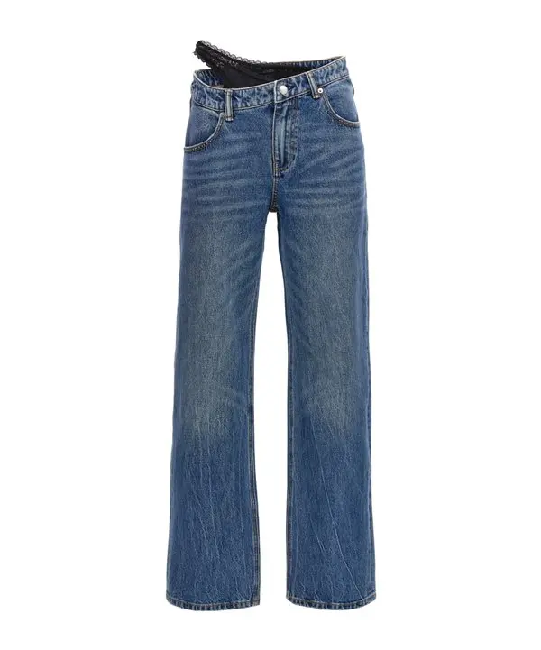 Alexander Wang Asymmetrical Lace-detailed Jeans - Indigo