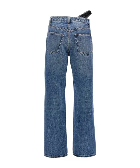 Alexander Wang Asymmetrical Lace-detailed Jeans - Indigo