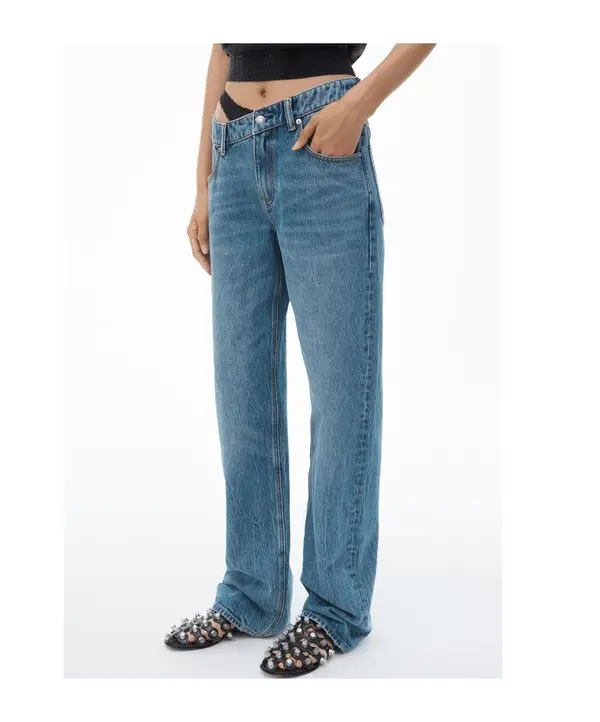 Alexander Wang Asymmetrical Lace-detailed Jeans - Indigo