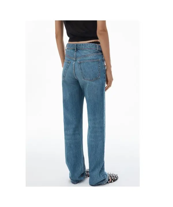 Alexander Wang Asymmetrical Lace-detailed Jeans - Indigo