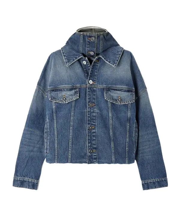 JEAN PAUL GAULTIER Oversized Layered Denim Hooded Jacket - Blue