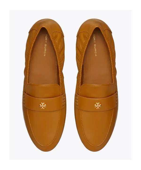 Tory Burch Logo Plaque Leather Loafers - Brown