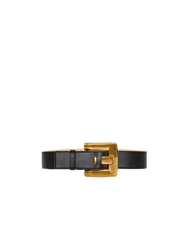 Balmain Pb Engraved Buckle Belt - Black