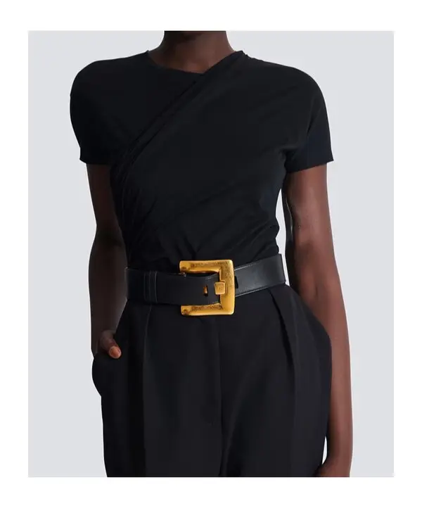 Balmain Pb Engraved Buckle Belt