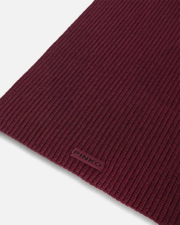 Pinko Ribbed Logo-patch Scarf - Brown