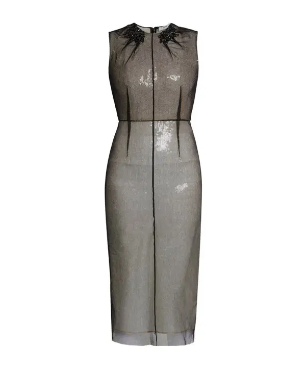 Erdem Layered Embellished Sequined Tulle Midi Dress