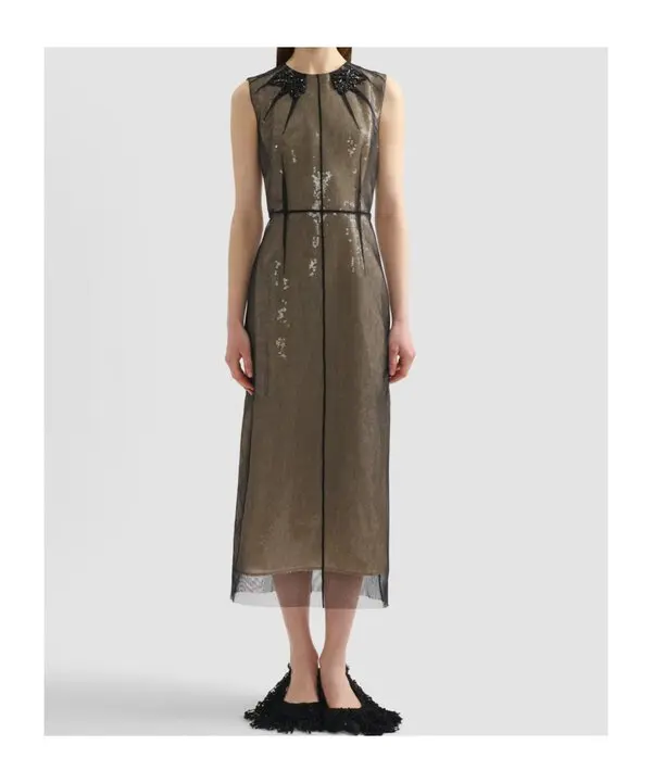 Erdem Layered Embellished Sequined Tulle Midi Dress