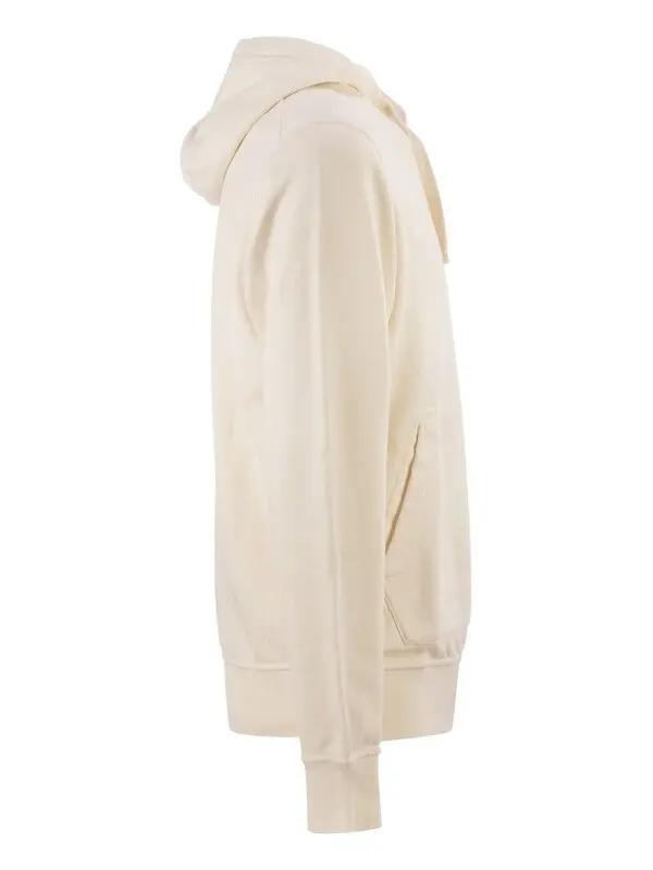 Stone Island Logo Patch Drawstring Hoodie - Ivory