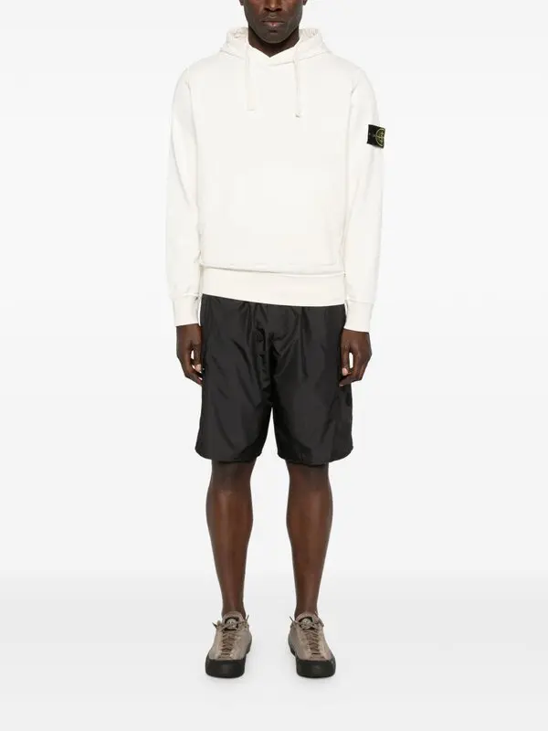 Stone Island Logo Patch Drawstring Hoodie - Ivory