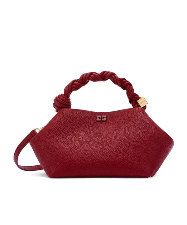 GANNI Red Grained Small Bou Bag - Deep Red