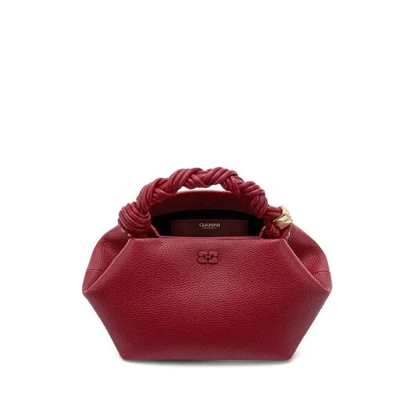 GANNI Grained Small Bou Bag With Twisted Top Handle - Deep Red