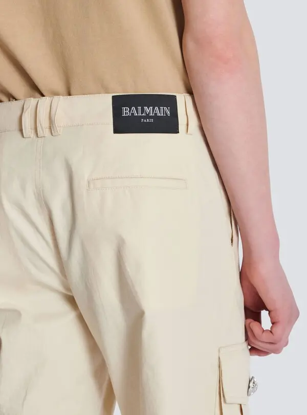Balmain Cargo Trousers With Button Detail - Beige