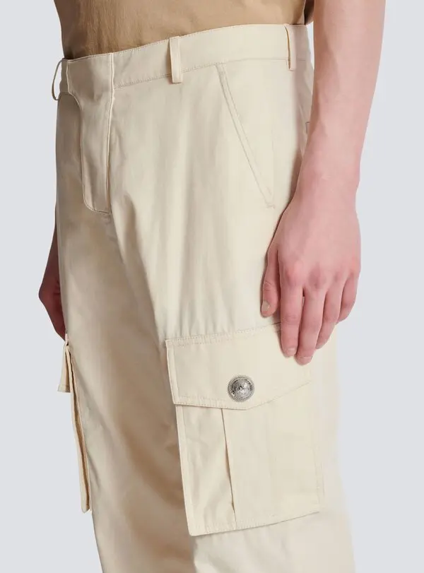 Balmain Cargo Trousers With Button Detail - Beige