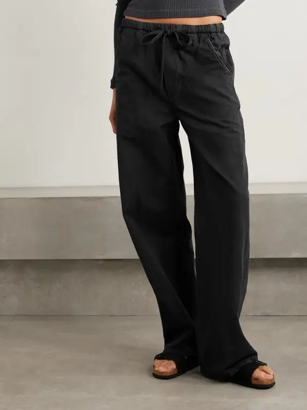 Citizens Of Humanity Aurora Cotton And Linen-blend Wide-leg Pants - Black