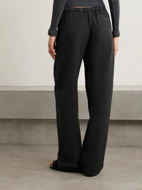 Citizens Of Humanity Aurora Cotton And Linen-blend Wide-leg Pants - Black