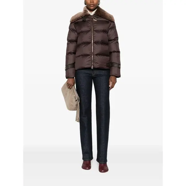 Fendi Zip-up Padded Jacket With Shearling Collar