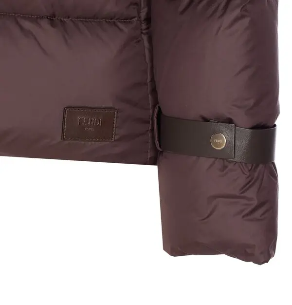 Fendi Zip-up Padded Jacket With Shearling Collar