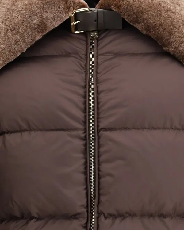 Fendi Zip-up Padded Jacket With Shearling Collar