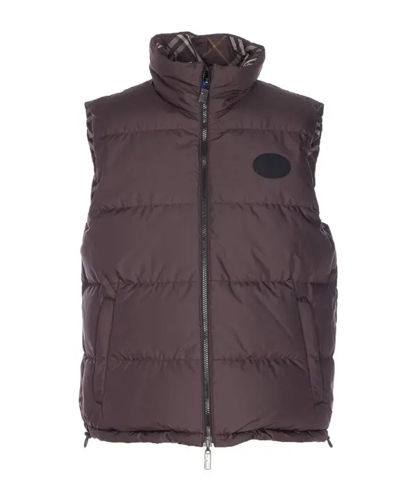 Burberry Checked Zip-up Reversible Puffer Vest - Black