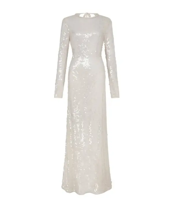 David Koma Long-sleeved Embellished Maxi Dress