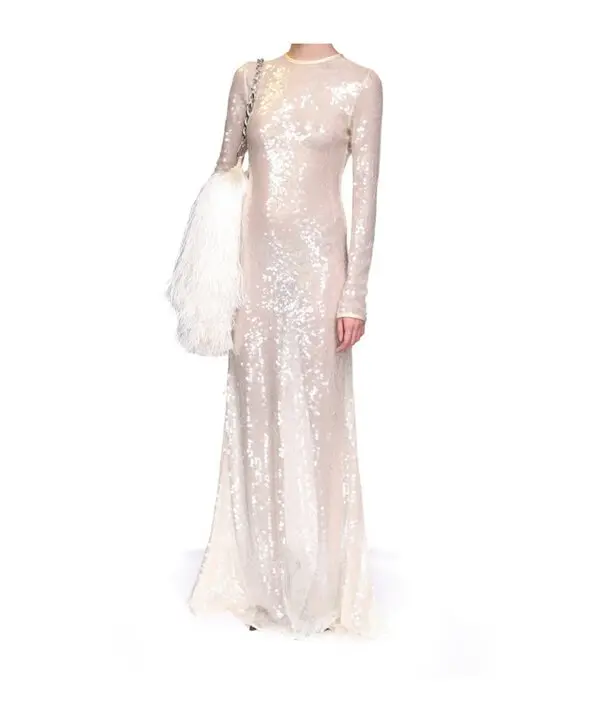 David Koma Long-sleeved Embellished Maxi Dress