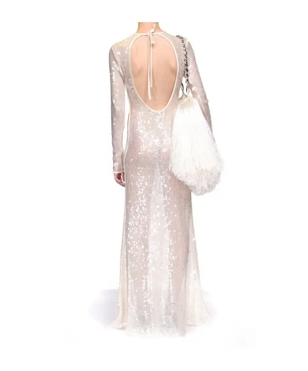 David Koma Long-sleeved Embellished Maxi Dress