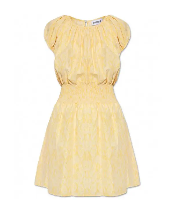 Kenzo Gingham Snakeskin-print A-line Dress