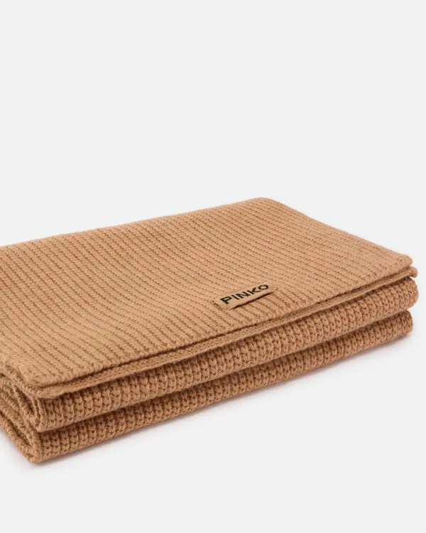 Pinko Logo Patch Knitted Scarf - Brown