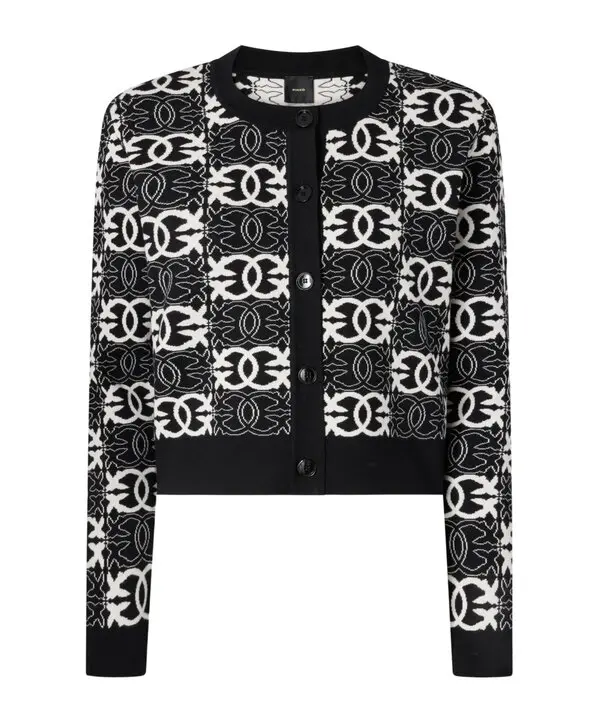 Pinko Love Birds Logo Cardigan - Black