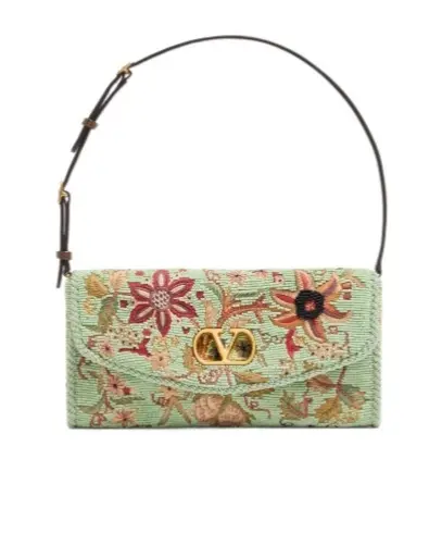 Valentino Garavani Devain Embroidered Small Shoulder Bag - Nude