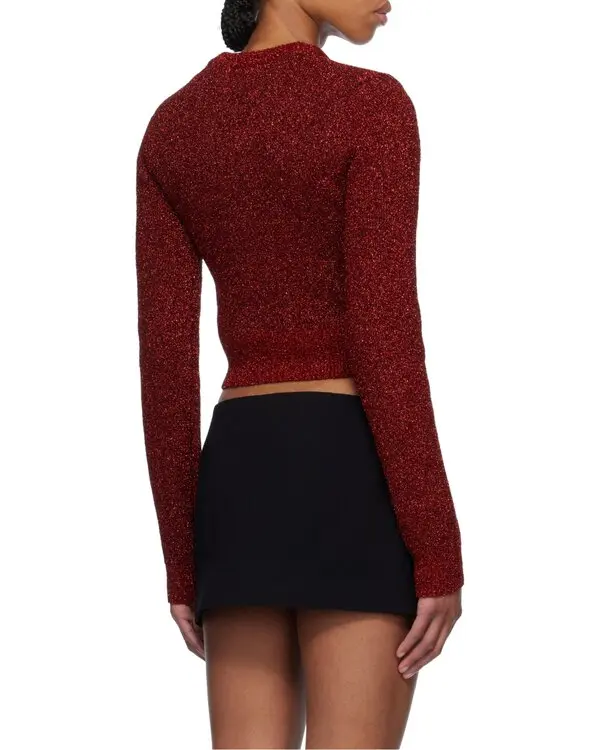 GANNI Embroidered Logo Knit Cardigan - Red