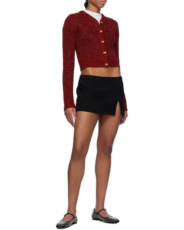 GANNI Embroidered Logo Knit Cardigan - Red