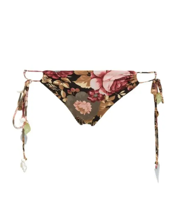 Chloé Rose Print Tie Bikini Bottoms - Black