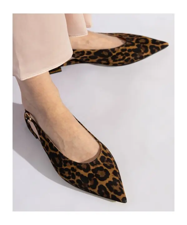 GIANVITO ROSSI Leopard Print Pointed Toe Flat - Brown