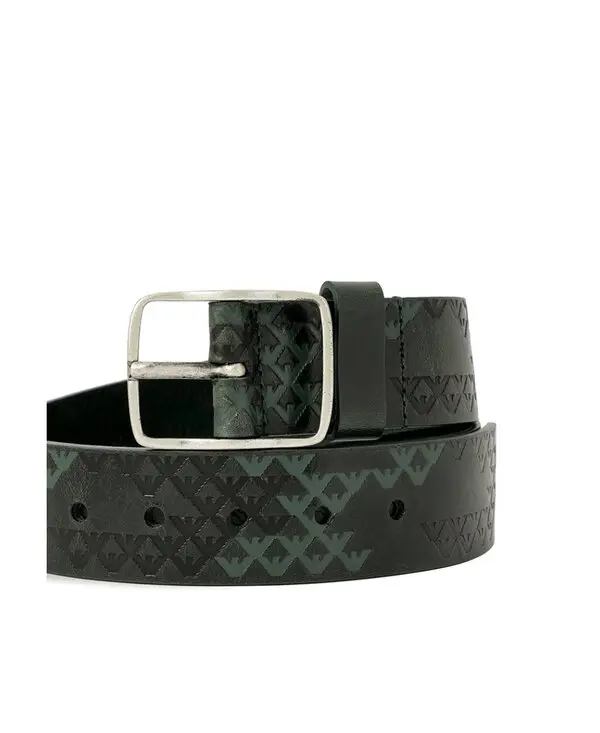 Emporio Armani Logo Embossed Leather Belt