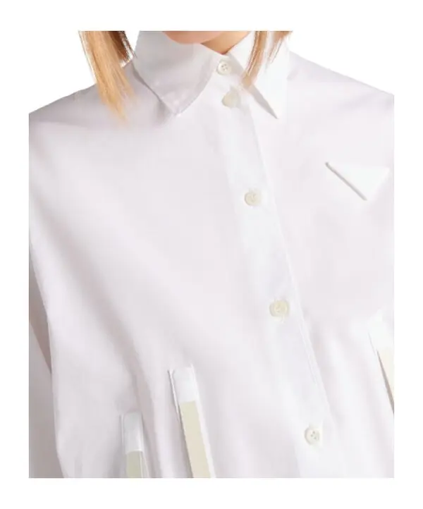 Prada Long Sleeve Cotton Shirt With 3d Logo