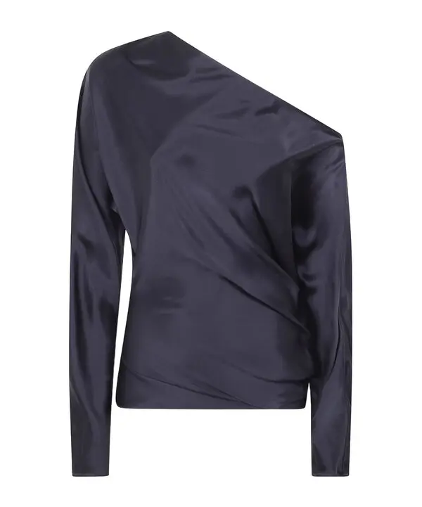 ANN DEMEULEMEESTER One-shoulder Long Sleeve Top - Black