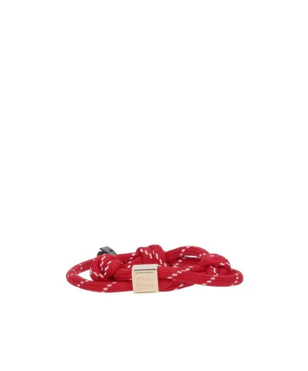 Miu Miu Logo Engraved Rope Bracelet - Red
