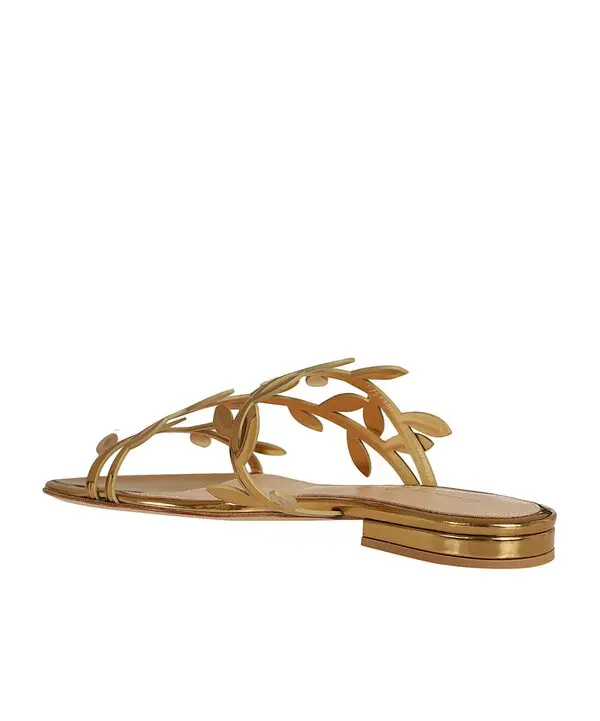 GIANVITO ROSSI Flavia Leaf Motif Flat Slides