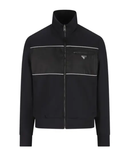 Prada Contrast Panel Zip-up Jacket