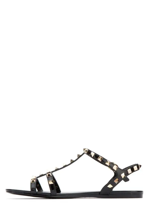 Valentino Garavani Rockstud Strappy Flat Sandals - Black