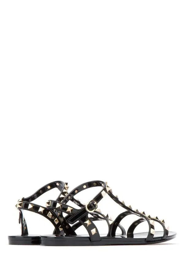 Valentino Garavani Rockstud Strappy Flat Sandals - Black