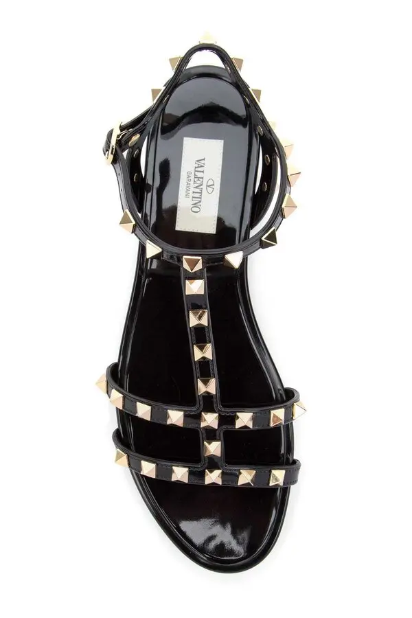 Valentino Garavani Rockstud Strappy Flat Sandals - Black