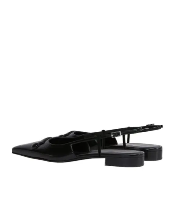 Marni Logo Embossed Slingback Flats - Black