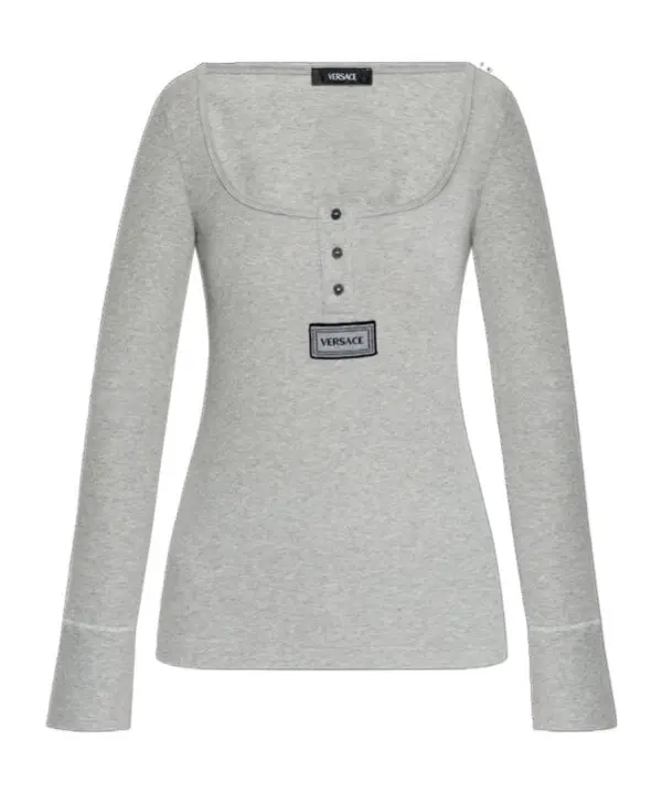 Versace Ribbed Lingerie Top - Gray