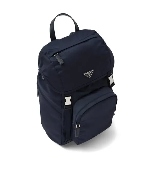 Prada Logo Plaque Buckled Backpack - Blue