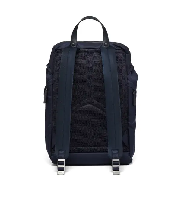 Prada Logo Plaque Buckled Backpack - Blue