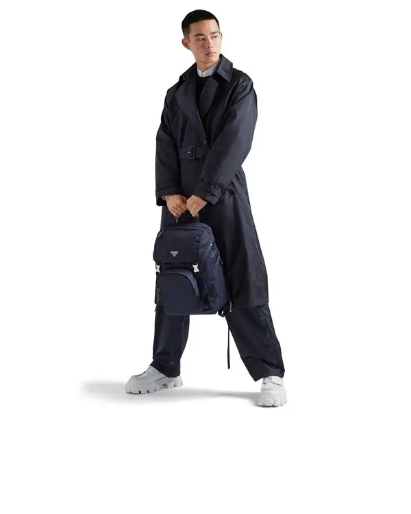 Prada Logo Plaque Buckled Backpack - Blue