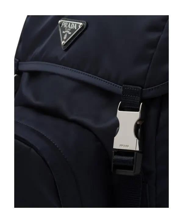 Prada Logo Plaque Buckled Backpack - Blue