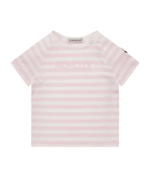 Moncler Striped Logo T-shirt - White/pink
